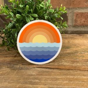 Design | Beachy Waves With Rainbow Sunset Vinyl Sticker | Poshmark